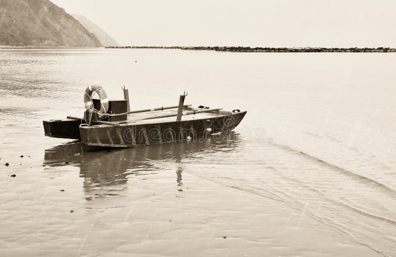 Boat in the Sea Under the Rain Stock Photo - Image of color, power ...