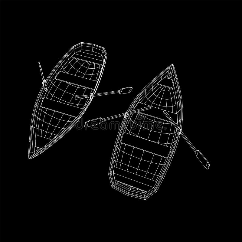 Rowing boat with paddles stock vector. Illustration of stencil - 175716794