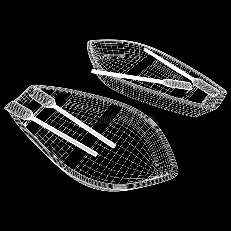 Rowing Boat with Paddles Vector Stock Vector - Illustration of stencil ...