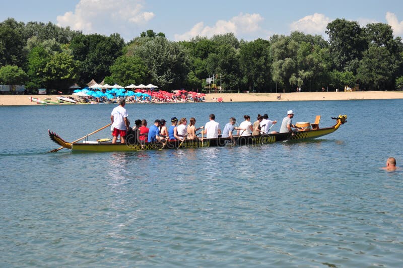 Rowing Boat Teambuilding Event on Lake Ada Editorial Photography ...