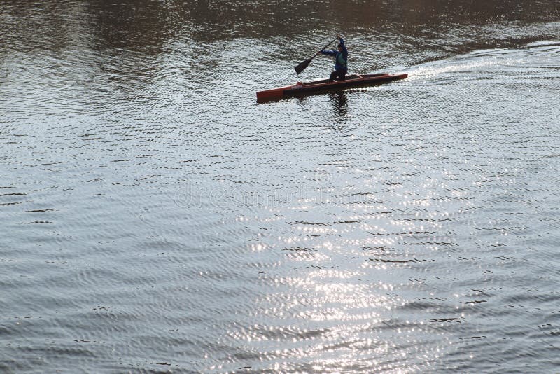 Rowing and Canoe Float Down the River in Autumn Editorial Photography ...