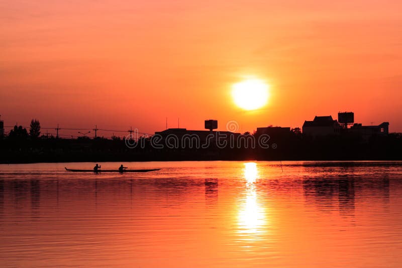 Rowing kayak in sunset stock photo. Image of dusk, activity - 105221346