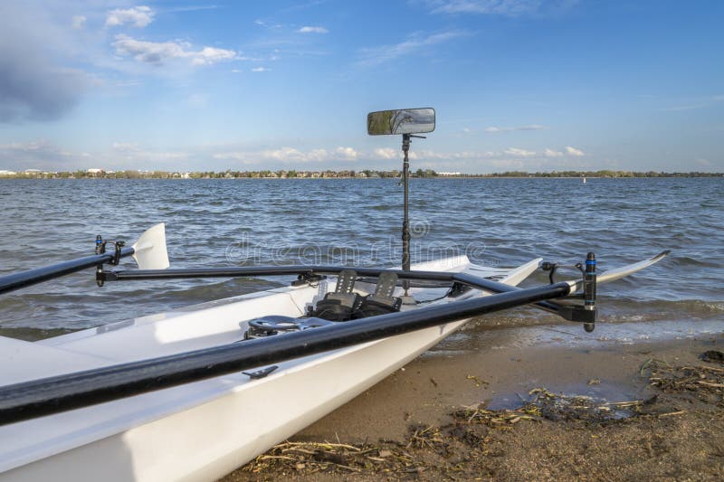 Rowing Shell with a Mirror on a Sandy Shore, Boyd Lake State Park Stock ...
