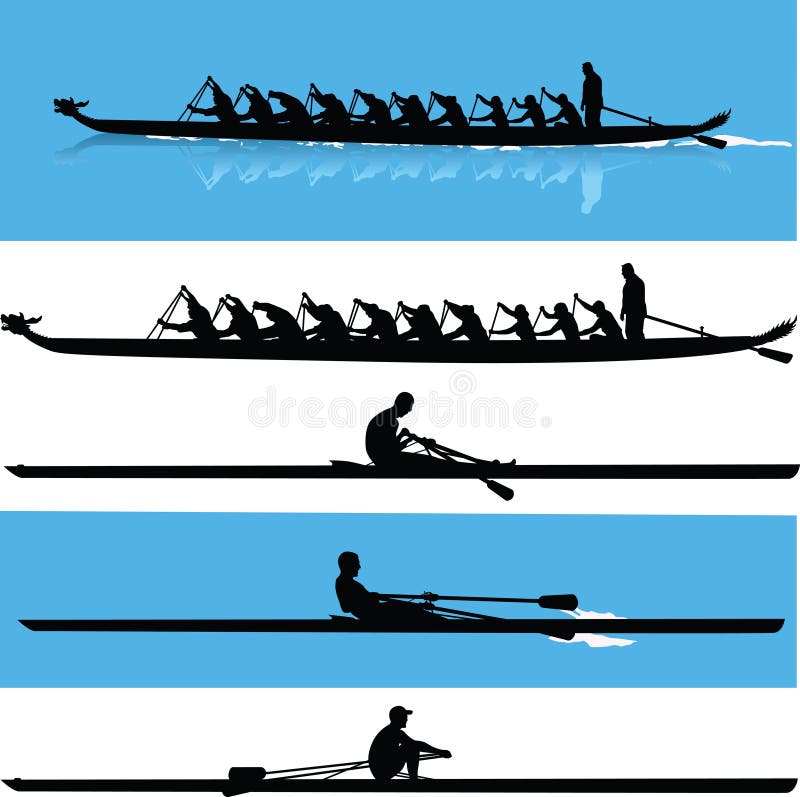 Rowing silhouettes stock vector. Illustration of competition - 34333336