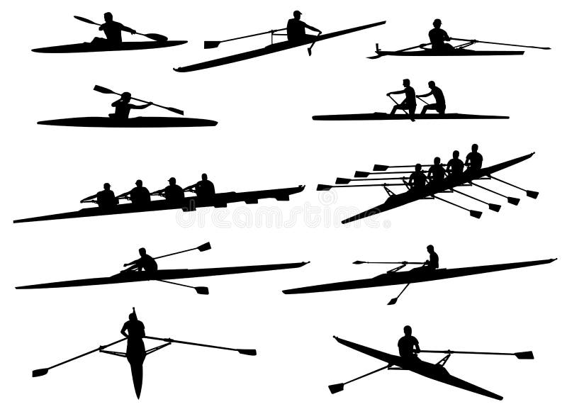 Rowing silhouettes stock vector. Illustration of competition - 34333336