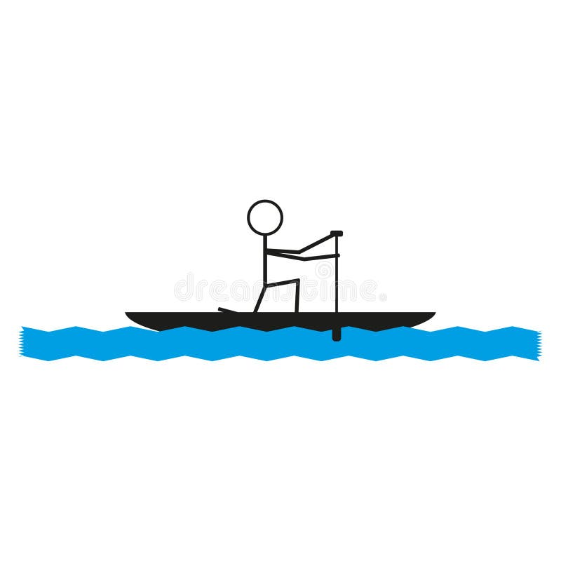 Rowing Stick Figure. Paddle Motion Vector. Blue Water Icon Stock Vector ...
