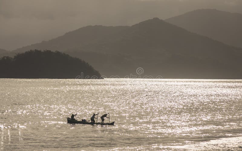 Rowing at Sunset on the Indian Ocean, Western Australia Stock Photo ...