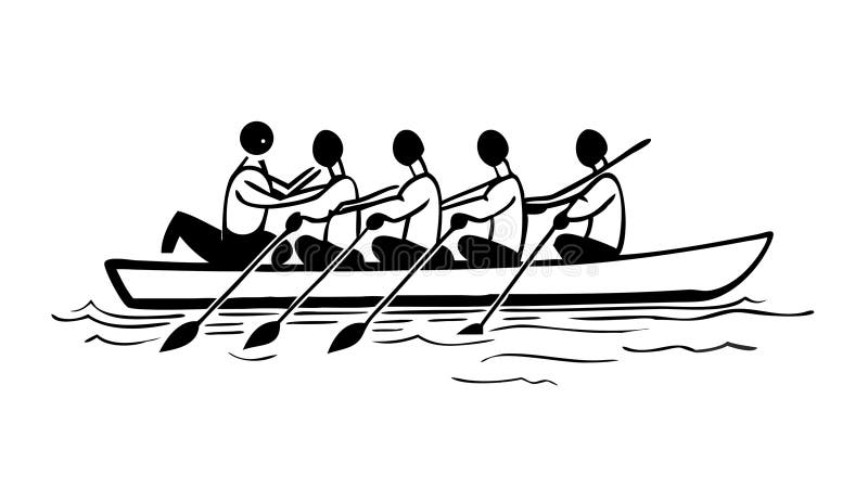 Rowing Team in Boat Synchronized Effort, Vector Design Generative AI ...