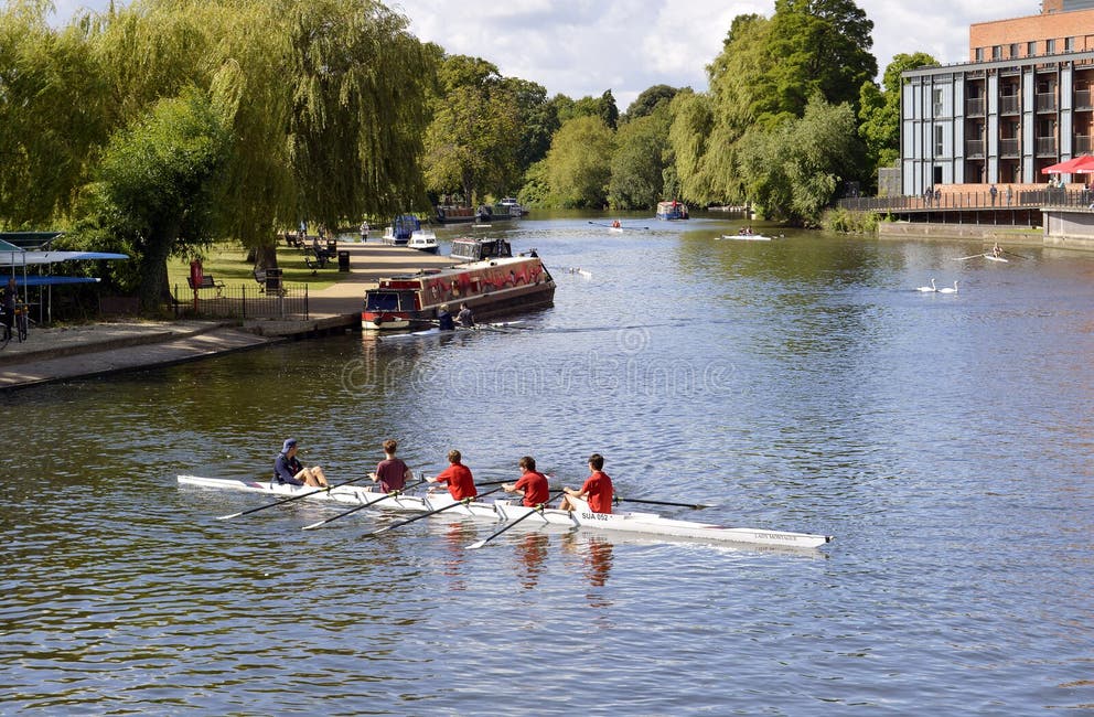 Rowing Team on the River Avon Editorial Stock Image - Image of trees ...