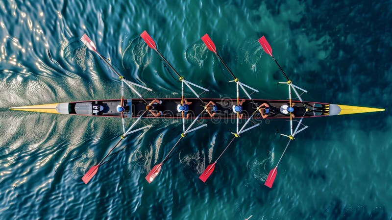 Rowing Team Sport Competing in Deep Sea Stock Illustration ...