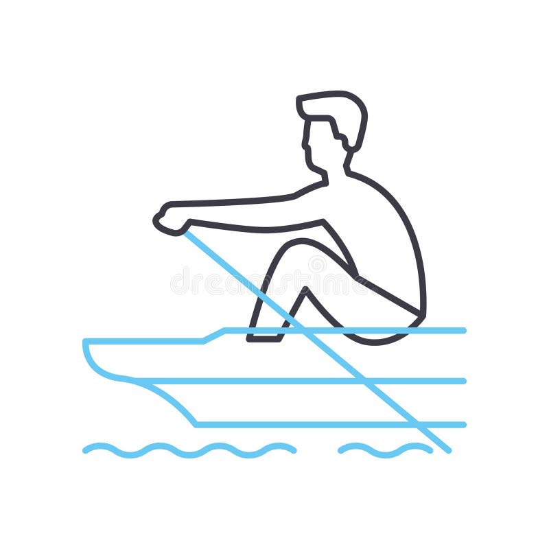 Rowing Training Line Icon, Outline Symbol, Vector Illustration, Concept ...