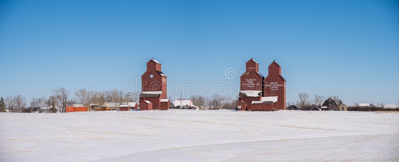 Grain Elevators in the Ghost Town of Rowley in Winter Editorial Stock ...