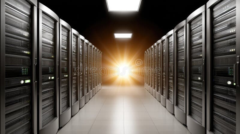 Illuminated Advanced Server Cabinets in a High-tech Data Center ...