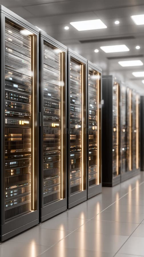 Illuminated Advanced Server Cabinets in a High-tech Data Center ...