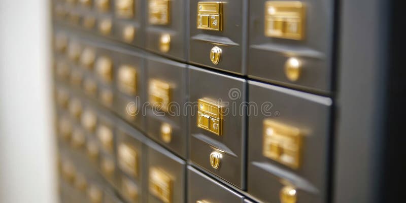 Rows of Aligned Safety Deposit Boxes in a Bank Vault Room for Secure ...