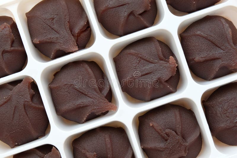 Rows of Ankoro Mochi in White Packaging, Top View. Stock Photo - Image ...