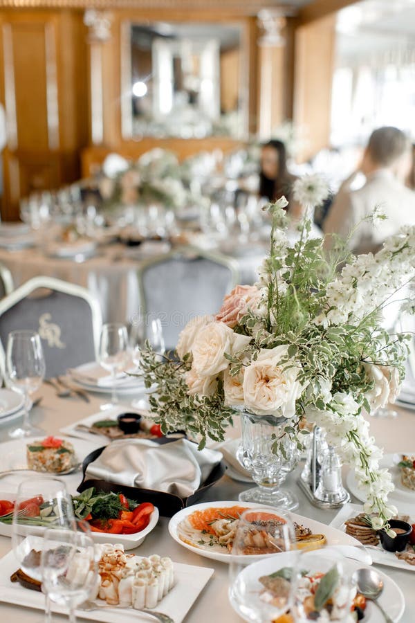 Rows of Appetizers and Starters on the Wedding Table Stock Image ...