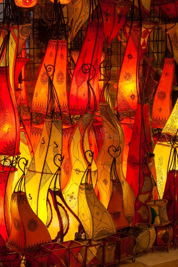 Rows of Arabic Floor Lamps for Sale in a Bazaar Stock Photo - Image of ...