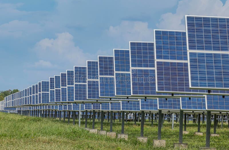 Rows Array of Solar Cells or Photovoltaics in Solar Power Station Stock ...