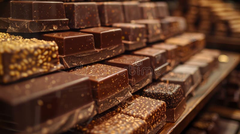 Rows of Assorted Chocolate Bars. Stock Image - Image of texture, luxury ...
