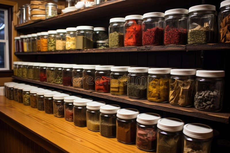 Rows of Assorted Teas and Coffee in Matching Containers Stock ...