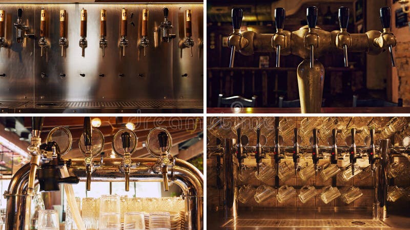 Rows of Beer Taps Lined Up, Each with Its Unique Design, Waiting To ...