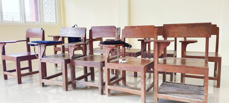 Rows of Benches or Student Chairs in a Classroom Stock Photo - Image of ...