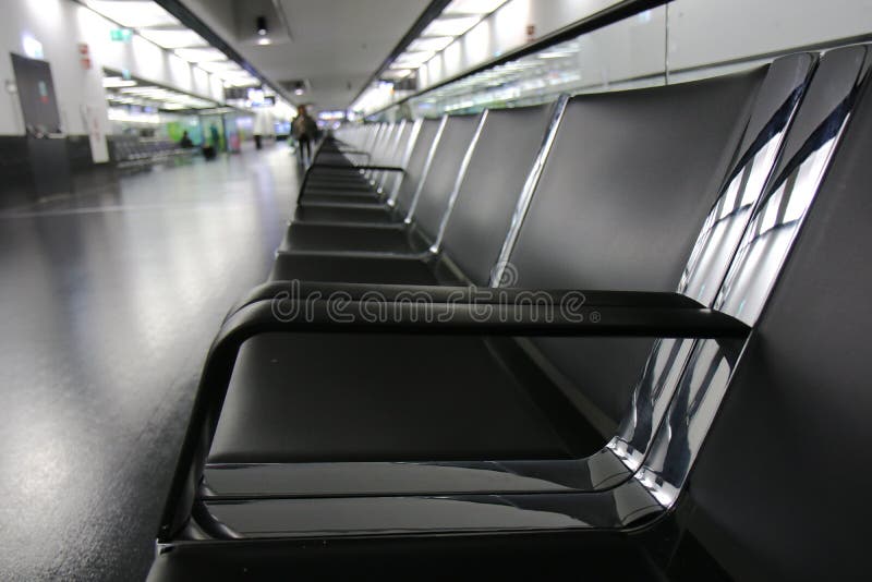 Rows of Black Chairs at Waiting Lounge Stock Photo - Image of industry ...