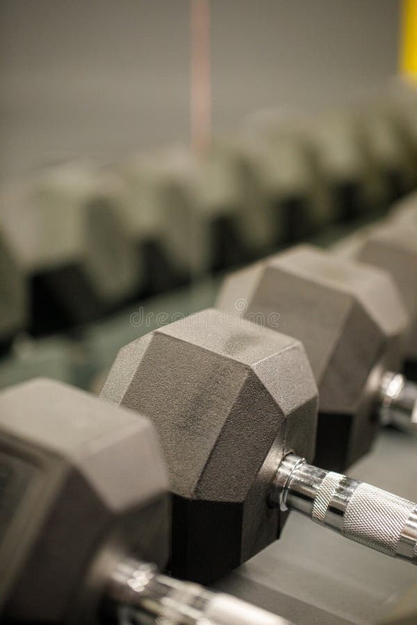 Rows of Black Dumbbells in the Workout Gym in High Resolution and Urban ...