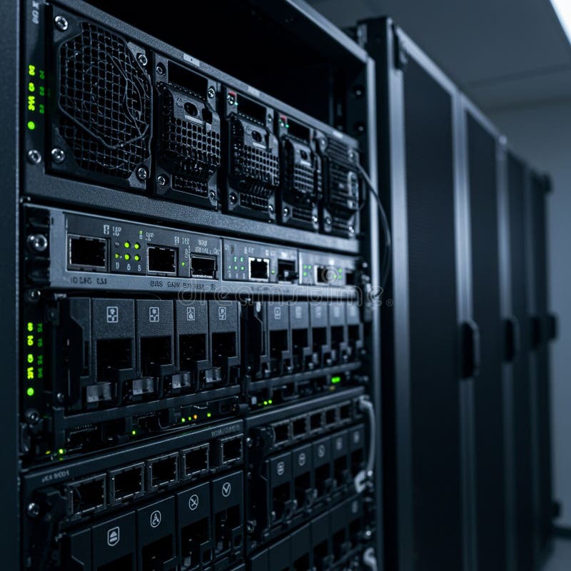 Rows of Black Server Racks in a Data Center, Showcasing Advanced ...
