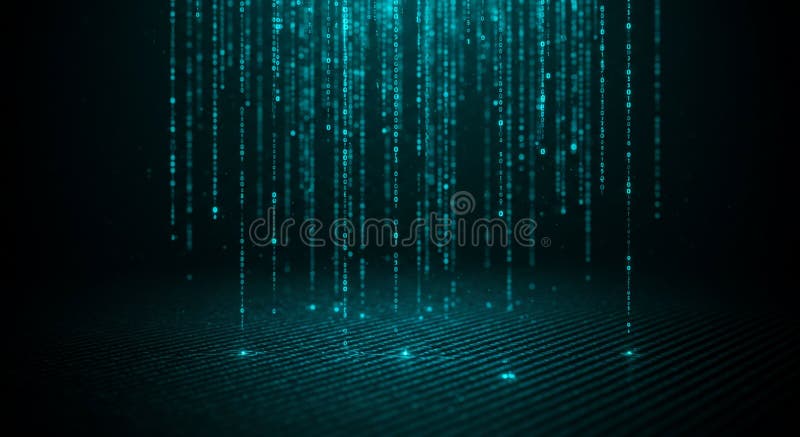 Rows of Blue Digital Binary Code Cascade Vertically Against a Dark Background, Stock ...