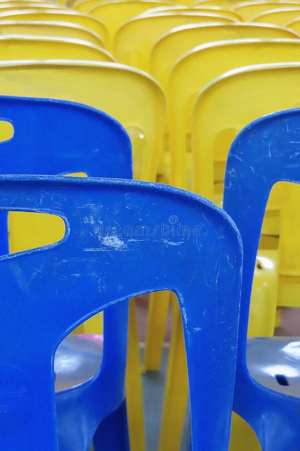 Rows of Brightly Colored Plastic Chairs Await an Eager Audience. Stock ...