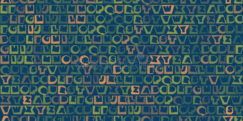 Rows of Brown Art Deco Style Bold Fonts, Random Letters of the Alphabet ...