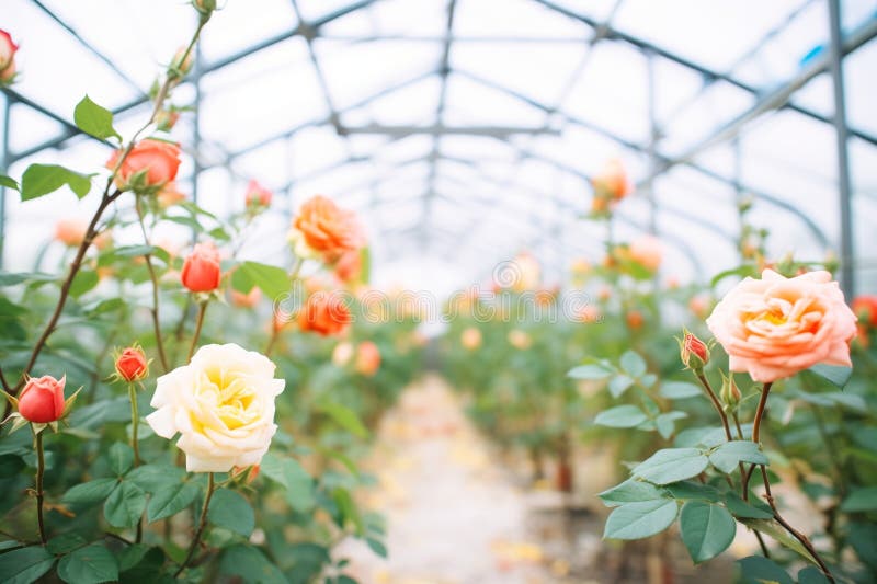 Rows of Budding Roses in a Dedicated Rose Greenhouse Stock Image ...