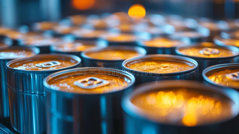 Rows of Canned Food Products Ready for Distribution Stock Illustration ...