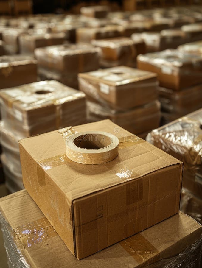 Rows of Cardboard Boxes and Parcels in a Warehouse Stock Image - Image ...