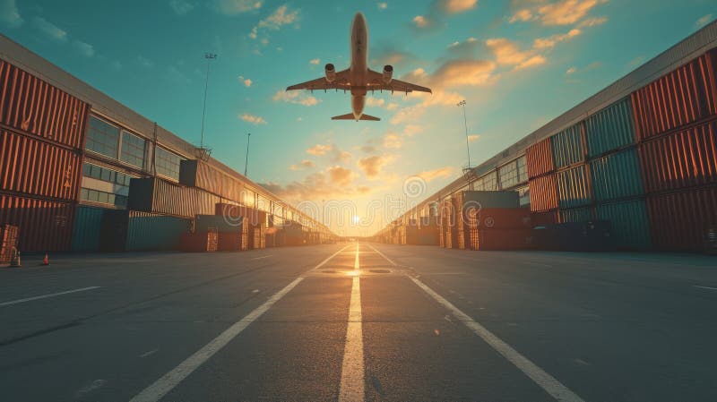 Rows of Cargo Containers at Airport Stock Photo - Image of export ...