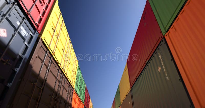 Rows of Shipping Containers Under Clear Sky Seamless Loop Stock Video ...