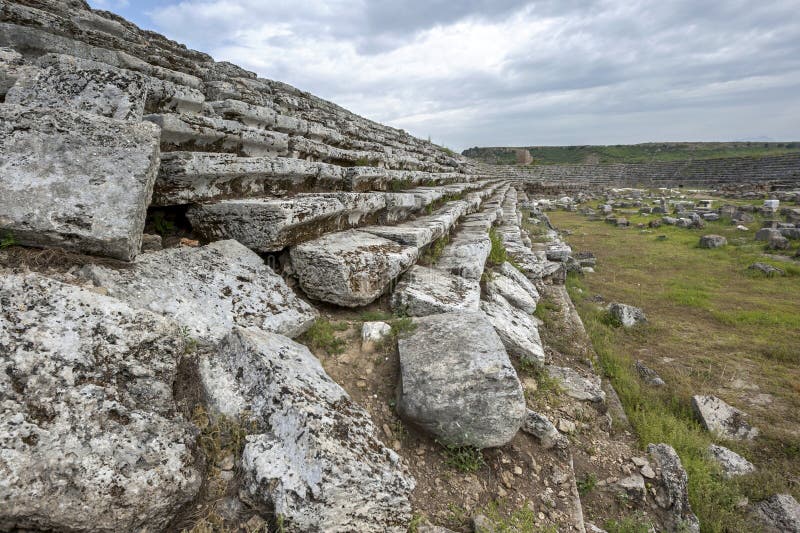 Rows of Carved Stone Seating within the Ruins of the Ancient Stadium of ...