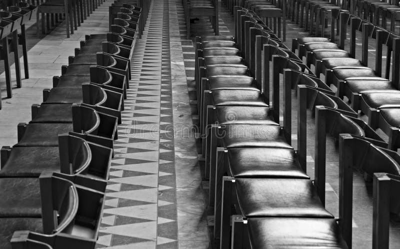 Rows of Chairs Inside Cathedral Stock Photo - Image of together ...