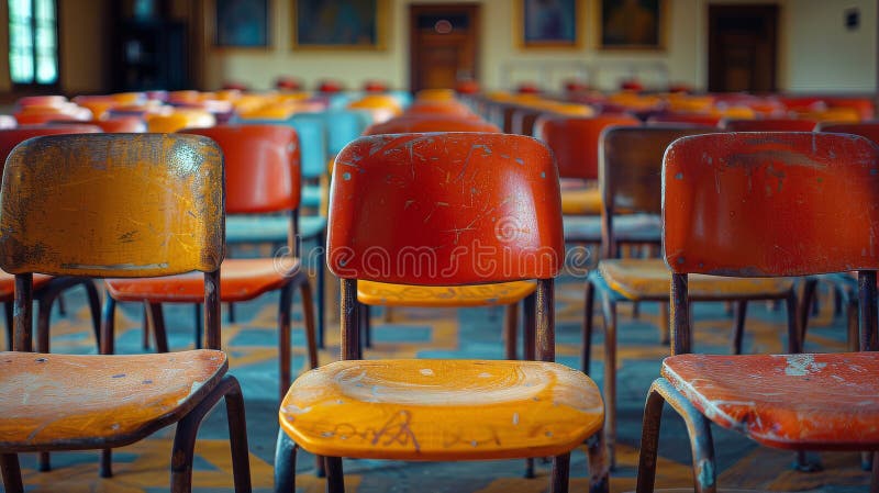 Rows of Chairs in a Room stock image. Image of seating - 311167345