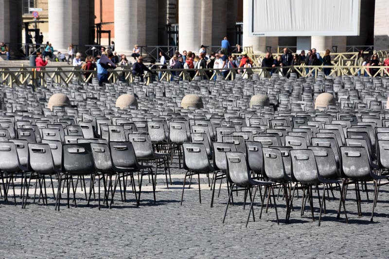 Rows of Chairs on St. Peter`s Square in Rome Editorial Stock Image ...
