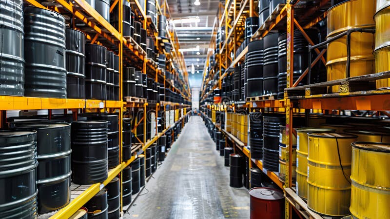 Rows of Chemical Storage Containers Filled with Various Liquid ...