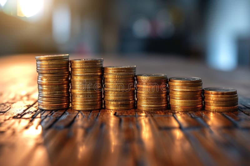 Rows of Coins, Arranged from Lowest To Highest Balanced Stack of Coins ...