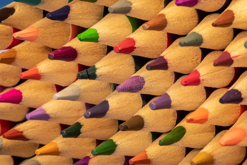 Rows of Colored Pencils Showing Patterns Stock Image - Image of element ...
