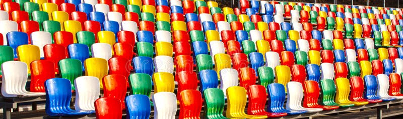 Rows of Colored Plastic Seats at the Stadium Stock Image - Image of ...