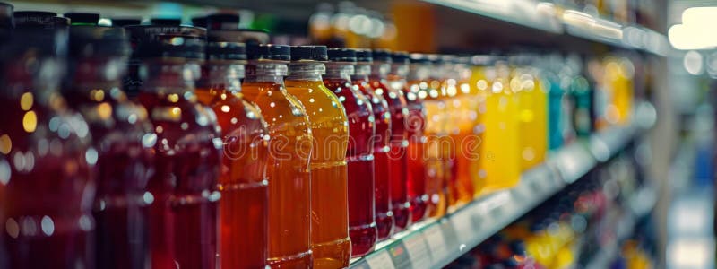 Rows of Colorful Bottled Drinks on a Grocery Store Shelf Stock Photo ... Rows of Colorful Bottled Drinks on a Grocery Store Shelf Stock Photo ...