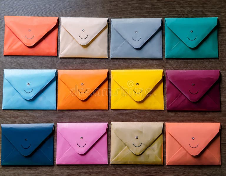 Rows of Colorful Envelopes Labeled with Different Expense Categories ...