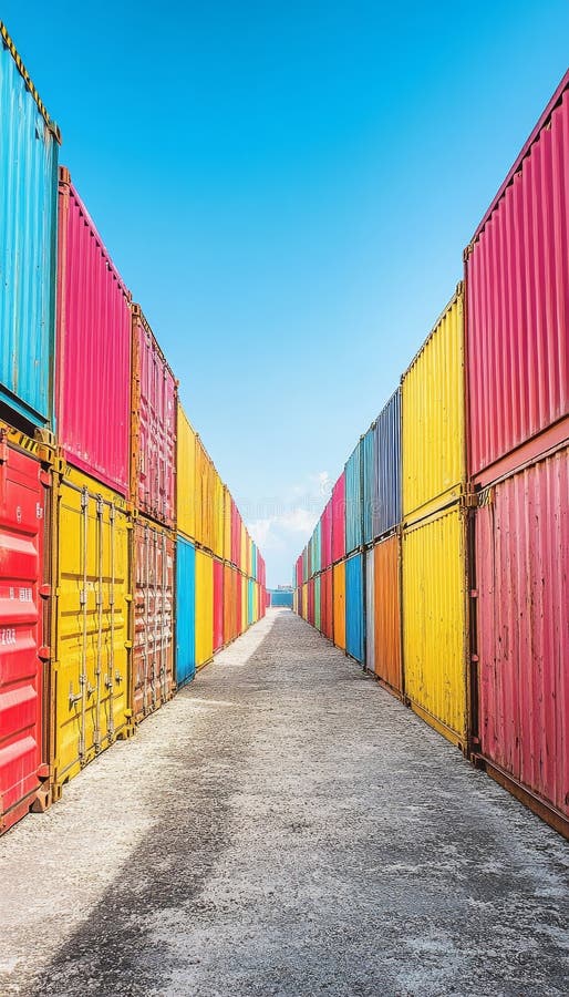 Rows of Colorful Intermodal Shipping Containers Stretch into the ...