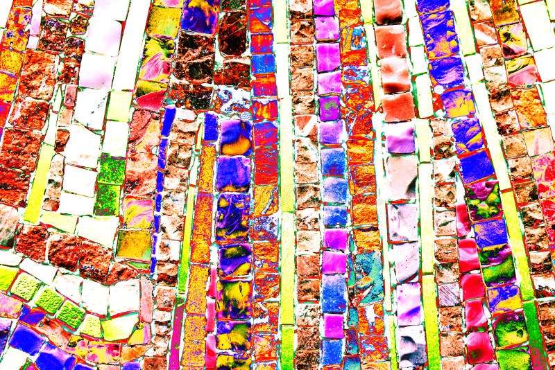 Rows of Colorful Mosaic Texture, Modified Color. Stock Image - Image of ...